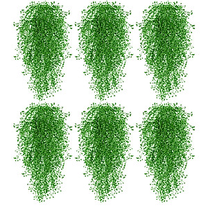 Ouddy Decor 6 Pcs Hanging Plants Faux Ferns Fake Ivy Hanging Vines Fake Plants Artificial Hanging Plants Wall Plants for Garden Room Party Weddings Home Decorations, Green
