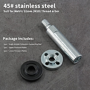 Rierdge Angle Grinder Extension Connecting Rod, 3/8" M10 Thread Hole 80mm Extension Shaft Stainless Steel Rotary Extension Shaft for 100 Type Angle Grinder, 3 Pcs