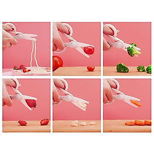 Ceramic Scissors for Baby Food Cutting, Safety Healthy BPA Free Toddler Feeding Shears with Protective Blade Cover and Portable Travel Case-Pink/Grey