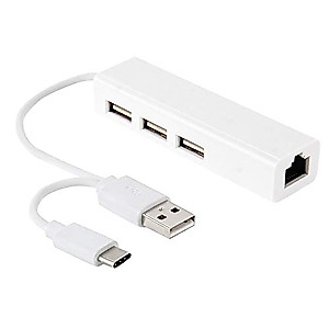 Jiali USB-C Hub Converter USB-C/Type-C 3.1 to 3 Ports USB HUB + Ethernert Adapter, for Galaxy S8 & S8 + / LG G6 / Huawei P10 & P10 Plus/Xiaomi Mi6 & Max 2 and Other Smartphones