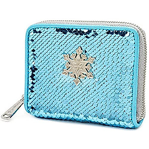Loungefly x Disney Frozen Elsa Reversible Sequin Wallet (Blue/Silver, One Size)