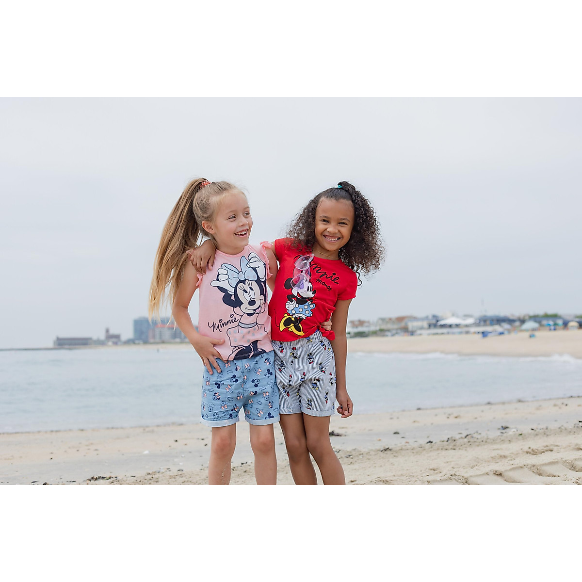 Disney Minnie Mouse Infant Baby Girls Graphic T-Shirt and Shorts Outfit Set Red/Light Blue 18 Months