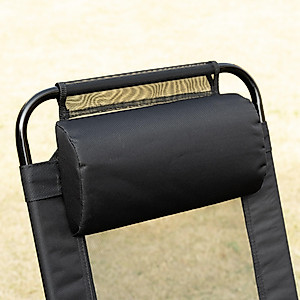 Outsunny Folding Patio Chairs Set of 2, Outdoor Deck Chair with Adjustable Sling Back, Camping Chair with Removable Headrest for Garden, Backyard, Lawn, Black