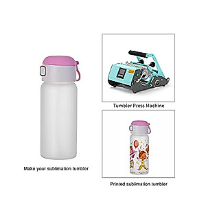 PYD Life Sublimation Glass Blanks Water Bottle 15 OZ Frosted Sippy Up Tumbler Cups with Pink Pop Lid and Straw for Tumbler Heat Press 6 Pack