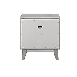 Coaster Furniture Leighton Modern Glam 2 Drawer Nightstand Bedroom Bedside Table Storage Drawers Mirrored Frame Metallic Mercury Silver 204922