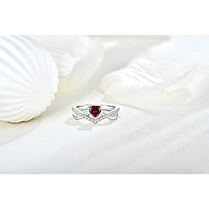 STARCHENIE Heart Promise Ring 925 Sterling Silver Celtic Knot Birstone Ring for Women,January Birthstone Ring Anniversary Engagement Ring Size10