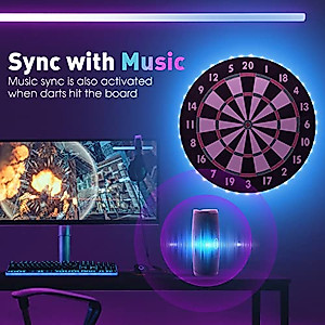 LFSMVT Dartboard LED Strip Lights, RGBIC Dart Board Lights with Bluetooth APP & Remote Control, Music Sync, DIY Cuttable Lights for 13-18 inch Dart Boards, USB Powered (Dartboard Not Include)