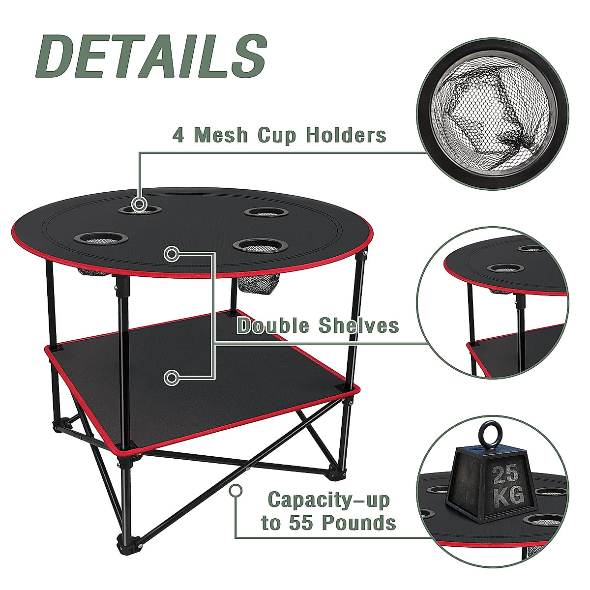 LESES Portable Folding Picnic Table Outdoor Camping Table with Storage Bag