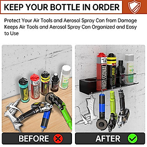 woiron Pneumatic Tool Holder/Aerosol Rack Combo, Wall Mounted Spray Can Bottle Holder, Air tool organizer, for Tool Organizer for Garage, Craft Workspace and Home