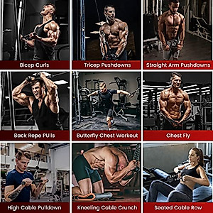 Concho Cable Pulley System Gym, Upgraded Weight Pulley System with 3 Detachable Handles, LAT and Lift Pulley Attachments for Biceps Curl, Triceps, Chest Workout - DIY Home Gym Fitness Equipment