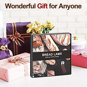 HHZPAEK Magnetic Wooden Bread Lame Dough Scoring Tool,Hand Crafted Sourdough Lame Scoring Tool,Bread Scorer Tool for Homemade Bread Baking,Dough Scoring Bread Knife with 5 Razor Blades