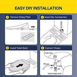 Aquonderful Round Smart Bidet Toilet Seat,Electric Smart Heated Seat with Slow Closes,Warm Water, Dryer, Vortex Wash, Rear and Front Wash,Night Light, White, 208D (Round)