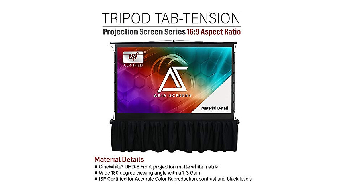 Akia 92 inch Portable Projection Screen with Stand and Bag
