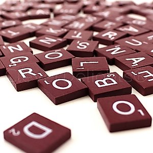 CleverDelights 100 Wood Letter Tiles - Maroon Color - Complete Set - Game Replacement Pieces