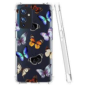 Yerebel Case for OnePlus 9 5G LE2110 Cute Case, Clear Flexible Bumper TPU Soft Rubber Silicone Cover Phone Case for OnePlus 9 (Butterfly)