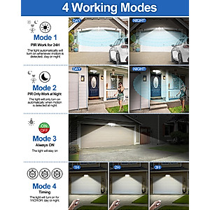 CLY 42W LED Security Lights Motion Sensor Light, 3600LM 5000K, IP66 Waterproof Outdoor Flood Lights, Adjustable Brightness 3 Head Floodlight Remote Control 4 Modes for Garage Yard Eave -White