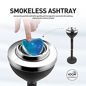 Anfrere Standing Ashtray Outdoor for Patio, Large & Tall Outside Ash Tray for Cigarette Butt Receptacle Disposal, Commercial Metal Smokers Cigar Ashtrays Container with Lid, Matte Black, B01DK