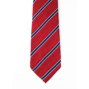 Elfeves Men Repp Red and Blue Slim Ties Narrow Striped Woven Office Matching uk Neckties