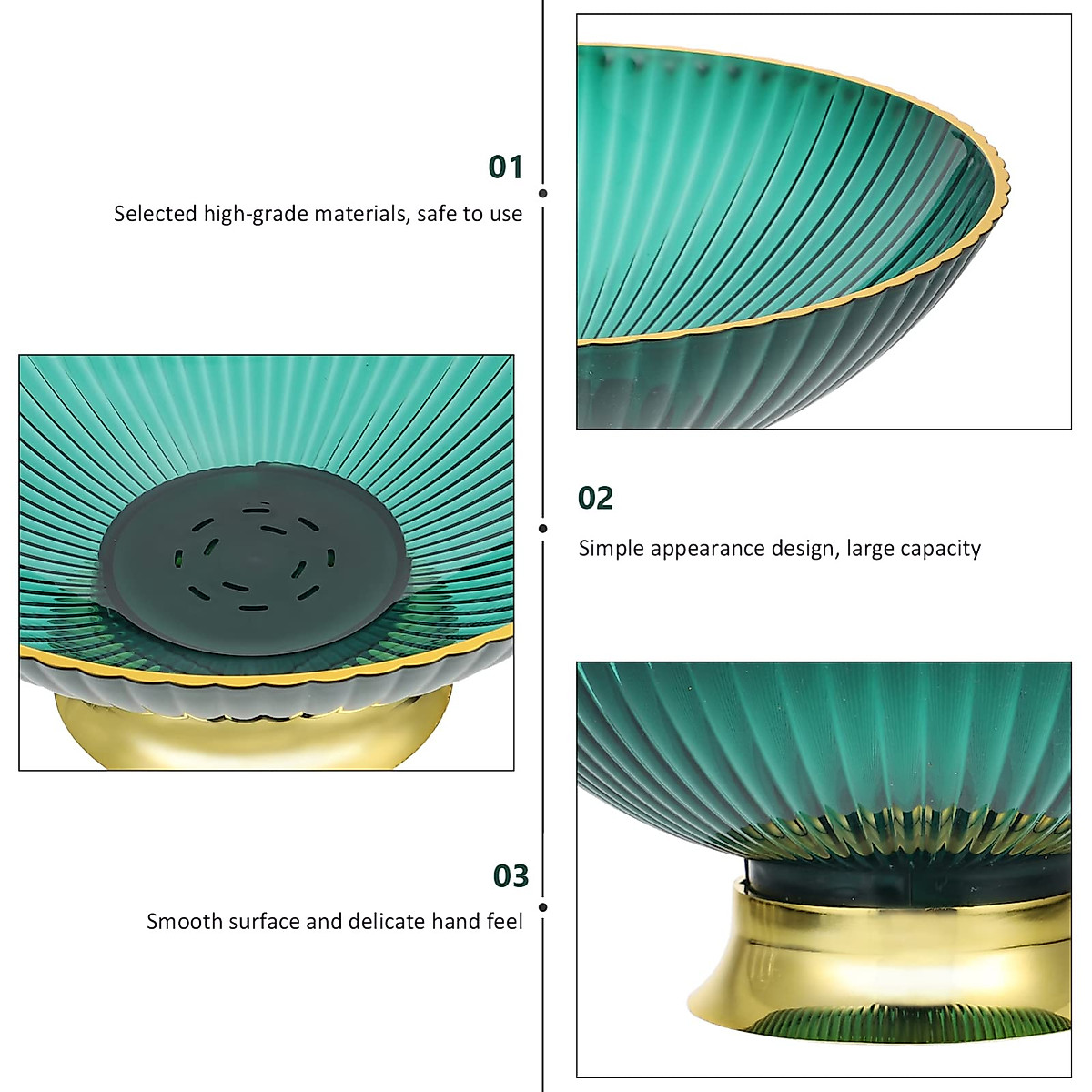 YARNOW Home Decor 1 Pcs Decorative Fruit Bowl, Plastic Fruit Berry Bowl Plate, Small Serving bowls with Hole for Snack Fruits Dessert (5 x 2 Inch Green) Cupcake Containers