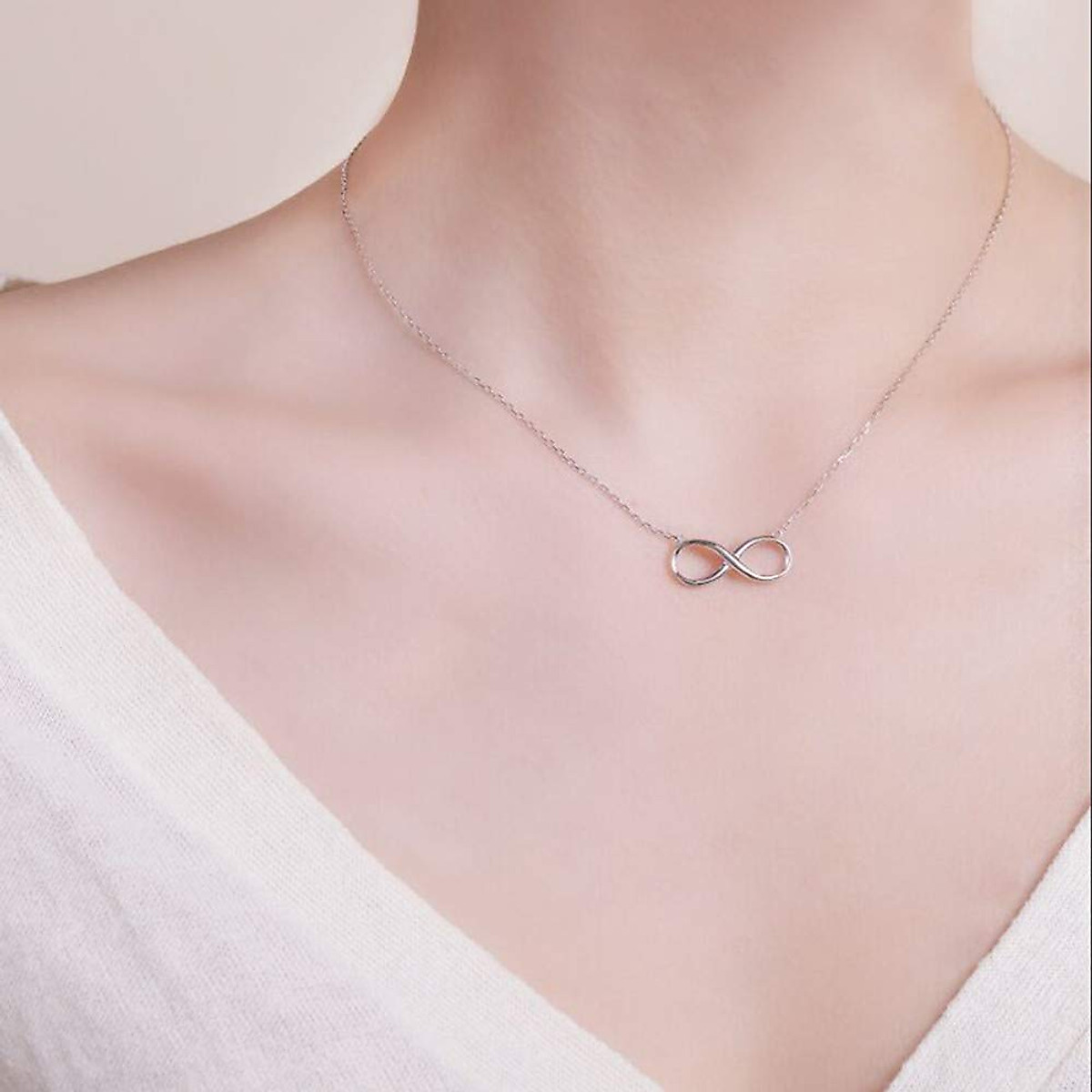 Tiny Heart Star Moon Cross Infinity Love Pendant Necklace for Women Girls 925 Sterling Silver 14K Gold Plated Simple Mini Cute Petite Choker Tassel Chain Multiple Jewelry Gift for Mom Daughter Wife (Infinity love)