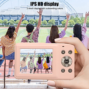 Digital Camera, HD 1080P Pocket Digital Camera with 2.4 Inch IPS Display, Compact Point and Shoot Camera Support 16X Digital Zoom, Portable Video Camera for Beginners, Kids (Pink)