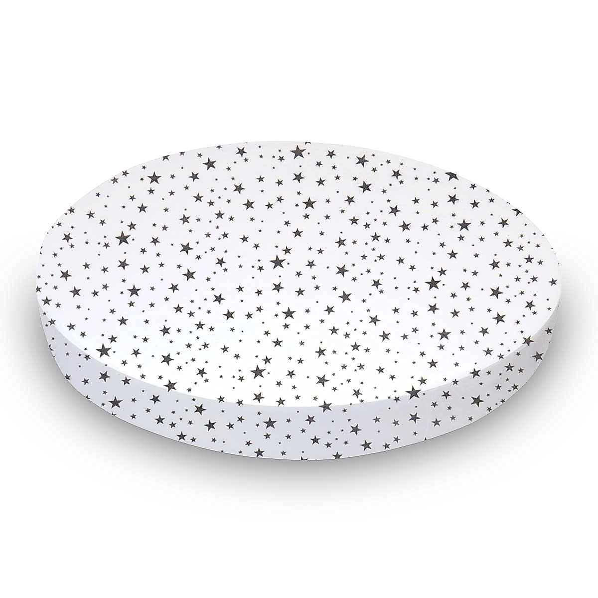 SheetWorld Baby Fitted Round Crib Sheet, 100% Cotton Jersey Hypoallergenic Sheet, Unisex Boy Girl, 42 x 42 inches, Gray Stars, Made in USA