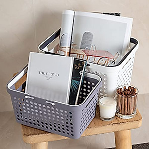 WEMEGA 2 Pack Portable Shower Caddy Tote Plastic Storage Basket with Handles,Box Organizer Bin for Bathroom,College Dorm,Kitchen,Bedroom,Black