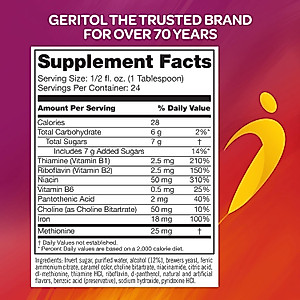 Geritol Liquid Energy Support, High Potency B-Vitamin & Iron Liquid Supplement, 12 Fl Oz (Pack of 3)