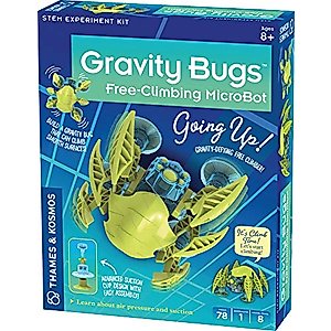 Thames & Kosmos Gravity Bugs Free-Climbing MicroBot | Build a Robotic Wall-Crawling Bug | Explore STEM Lessons in Air Pressure, Suction | Hands-on Physics & Engineering Construction Kit, Blue