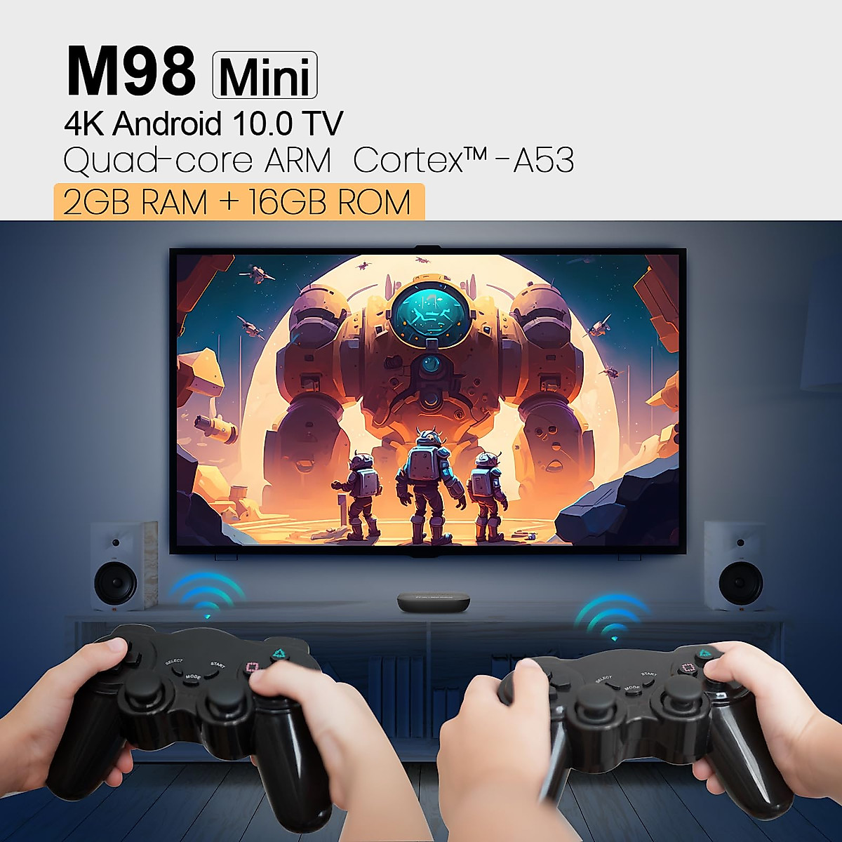 Android 10 TV Box 2G RAM 16G ROM Allwinner H313 with ATV, BT 5.0 Quad-Core 64 Bits 4K UHD H.265 Ethernet LAN TV Box