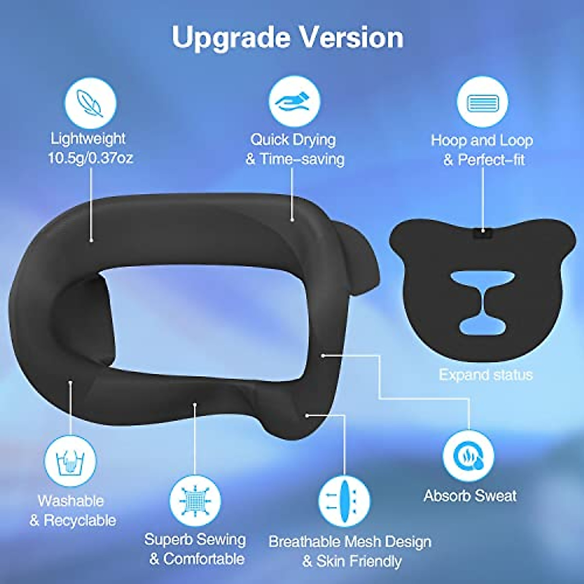 COSOOS VR Mask, Absorbent Face Cover Compatible with Meta Oculus Quest 2 Workout Supernatual, Absorb Sweat & Defog (3pcs)