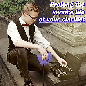 4 Pcs Clarinet Swab Cloth Clarinet Cleaner Clarinet Cleaning Cloth Swab for Inside Tube Suitable Clarinet Piccolo Flute Sax Saxophone (Purple)