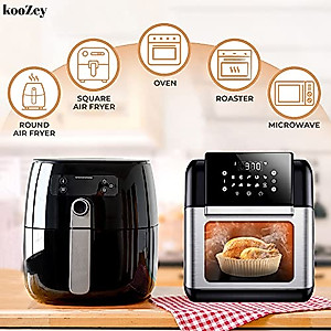 kooZey Disposable Paper Liner for Air Fryer- Non-Stick Parchment Paper for Air Fryer, Air Fryer Paper Liner, Airfryer Parchment Liners (100PCS 6.3IN)