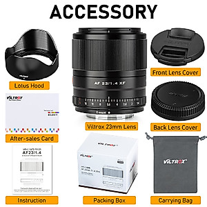 VILTROX 23mm f/1.4 X-Mount Lens Auto Focus F1.4 Large Aperture APS-C Lens for fujifilm X-Mount Camera X-T3 X-H1 X20 T30 X-T20 X-T100 X-Pro2 Black