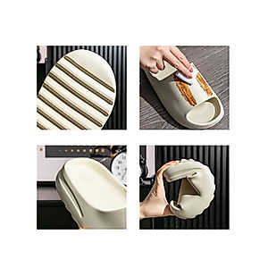 Doranolds Foam Slides For Women And Men Extremely Comfy Platform Thick Sole Beach Platform Slide Sandals Cream 10.5 Women/9.5 Men