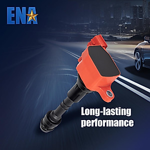 ENA Set of 6 Red Ignition Coil Pack and 6 Iridium Spark Plug Compatible with Infiniti Nissan FX35 G35 I35 M35 QX4 350Z Altima Maxima Murano NV2500 NV3500 Pathfinder Quest Xterra V6 Replace# UF349 4505