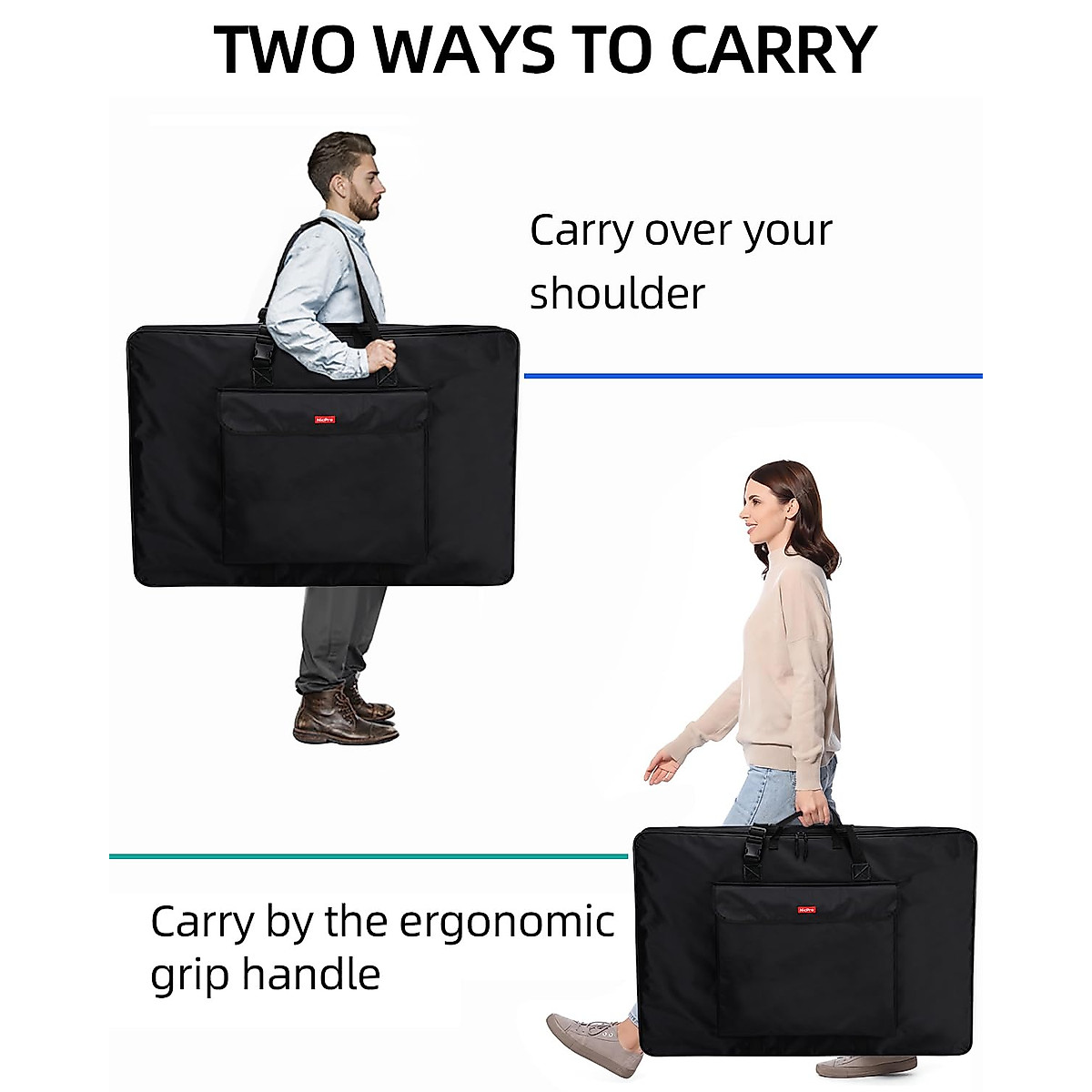 Nicpro Art Portfolio Bag 24 x 36 Inches Waterproof Nylon Artist Carrying Bag Soft Sided with Shoulder Strap, Storage Case for Artwork Sketch Drawing Canvas Photography Poster Solar Panel