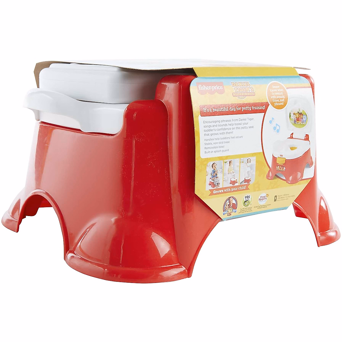 Fisher-Price Baby Daniel Tiger's Neighborhood Potty – Daniel Tiger and Friends Themed Convertible Toddler Training Toilet with Potty Ring and stepstool