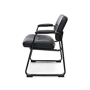 OFM ESS-9015 Bonded Leather Executive Side Chair with Sled Base, Black, Black