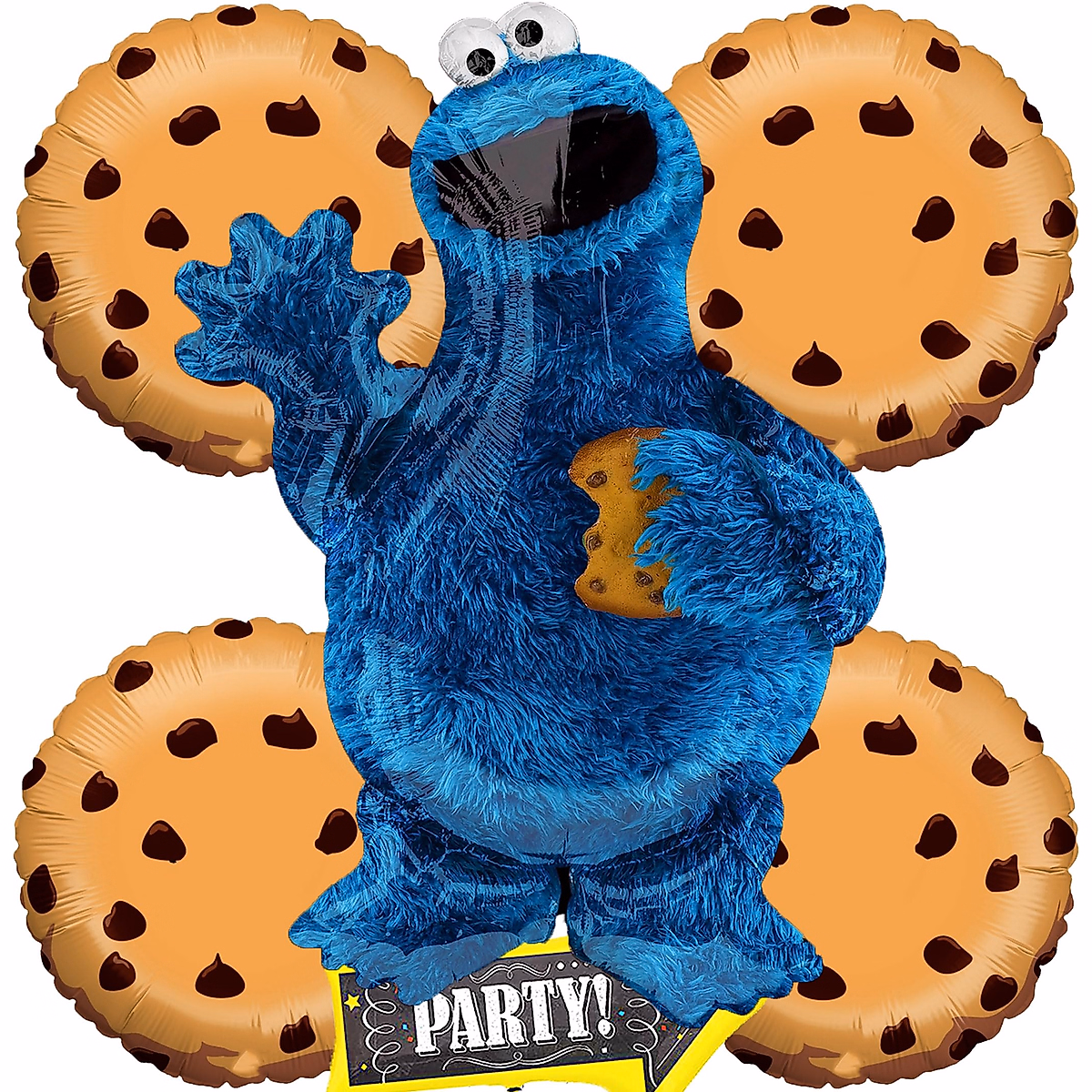 Anagram Licensed Birthday Balloons, Intended for Cookie Monster Theme Collection, Party Accessory, Multicolor, 6 Piece Set