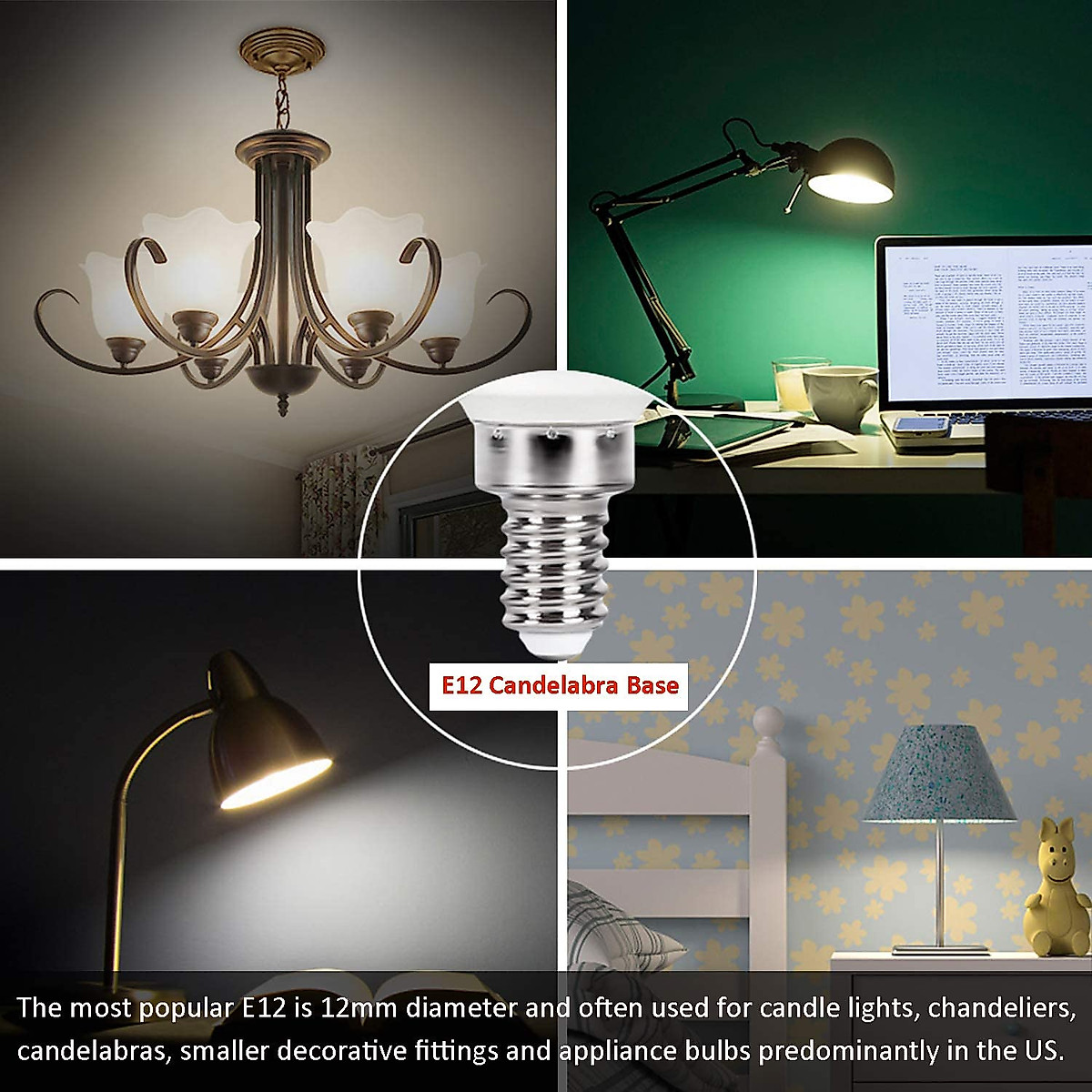 E12 LED Light Bulbs 5W,40W Equivalent, Small Base B11 Candelabra Light Bulbs, Set of 6 LED Color Changing Light Bulbs, Dimmable Color Candle Bulb with Remote Control RGB Cool White 5700K