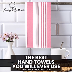 Candy Cottons Stripe Kitchen Towels Decor Mordern Design Centreband Dish Towels Boho Stripe Absorbent Festive Gift Set of 6 Pantry Reusable Kitchen Dish Towel|Easter Spring Decor 18x28 in |Pink