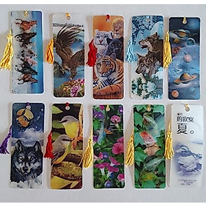 3 D Realistic Lenticular Bookmarks with Tassel Assorted 10 Pack