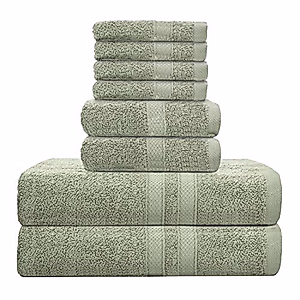 TALVANIA Bath Towel Set - Luxury Hotel Bath Towels 100% Ring Spun Cotton 8 Piece Towel Set; 2 Bath Towels, 2 Hand Towels and 4 Washcloths Perfect for Bathrooms, Guest Room, Spa or Hotels (Mint Green)
