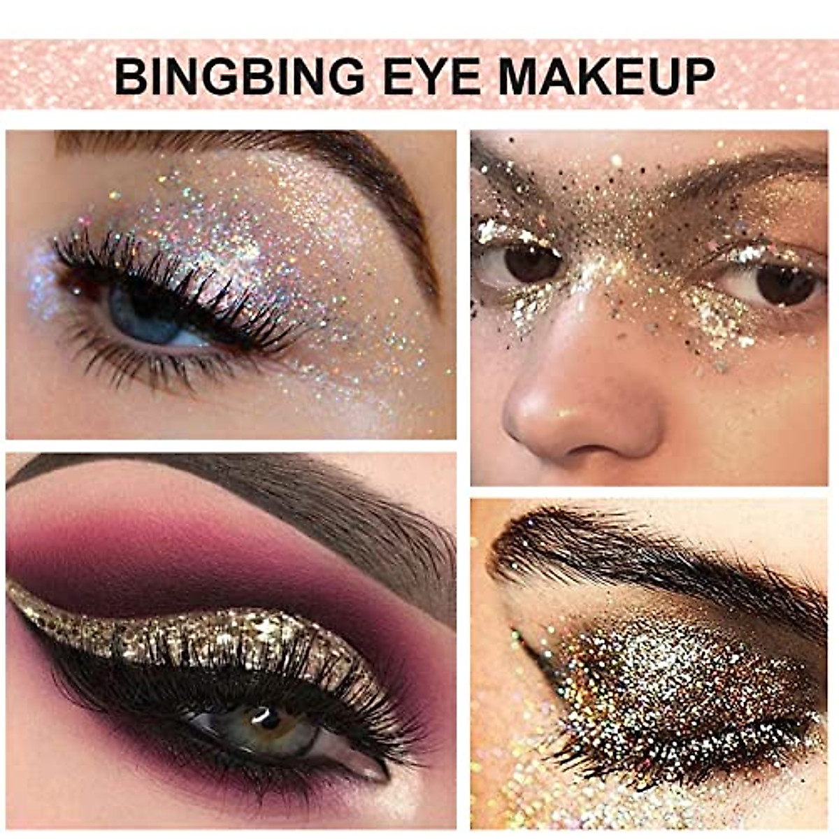 Rechoo 35 Colors Glitter Eye shadow Palette Eye Makeup Colourful Eyeshadow Palette Pallet Shiny Colorful Shimmer Bright Color Pigmented Paleta