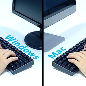 VELOCIFIRE Wireless Bluetooth Mechanical Keyboard, M1 TKL61WS 61-Key 60% Tactile Brown Switch Mini Portable Mechanical Keyboard with Ice Blue Backlit, Compatible with Mac OS and Windows OS(Black)