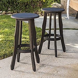 Christopher Knight Home Pike Outdoor Acacia Wood Barstools, 2-Pcs Set, Dark Grey Finish