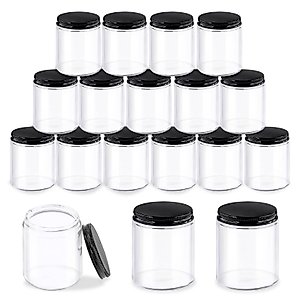 Glarks 8 Pack 8oz Glass Jars with Lids, Round Clear Glass Jars with Inner Liner and Black Lids for Storing Creams, Beauty Products, Cosmetic and Ointments