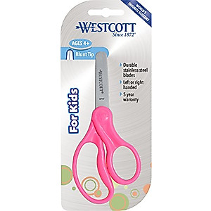 Westcott 15967 Right- and Left-Handed Scissors, Classic Kids' Scissors, Ages 4-8, 5-Inch Blunt Tip, Neon Pink