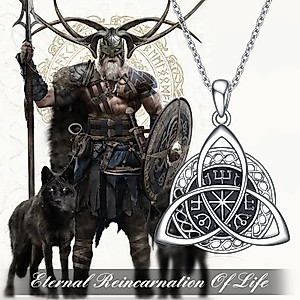 YAFEINI Celtic Necklace for Women Viking Jewelry for Women Irish Triangle Trinity Knot Necklace 925 Sterling Silver Witch Knot Necklace Amulet Protection Jewelry